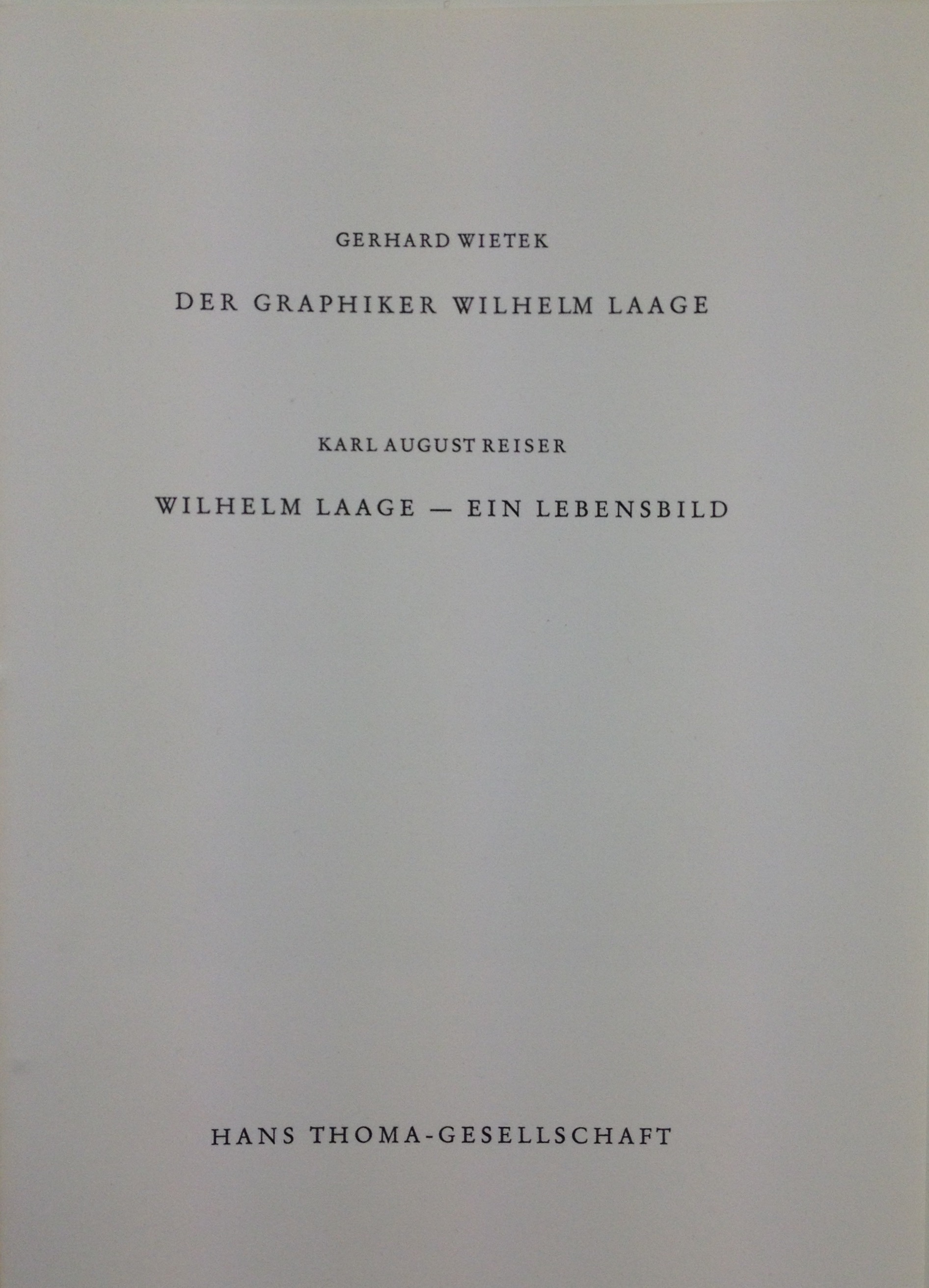 [KVRT] Katalog Der Grafiker Wilhelm Laage